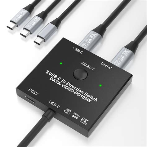 K USB C Switch USB C Switcher For Computers Bi Directional USB C KVM Switch With Wired