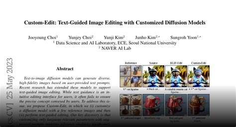 Paper Page Custom Edit Text Guided Image Editing With Customized Diffusion Models