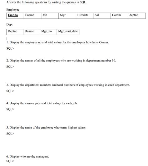 Solved Answer The Following Questions By Writing The Queries