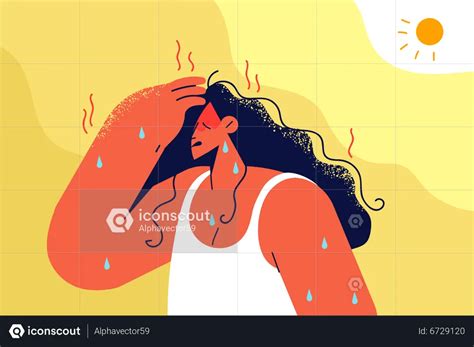 Girl Having Sweat Due To Hot Temperature Illustration Free Download