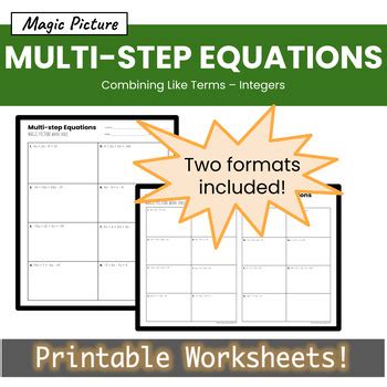 Multi Step Equations Integers Variables On Both Sides Digital Magic Picture