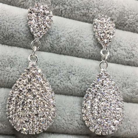 Crystal Long Drop Earrings Teardrop Bridal Party Wedding Jewelry For Women In Drop Earrings From