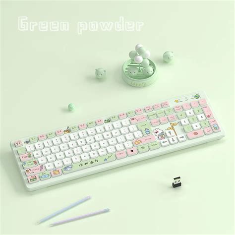 Kawaii 104g 무선 키보드 사일런트 핑크 유선 게임 키보드 귀여운 만화 소녀 게이머 키보드 노트북 Pc 컴퓨터용 2 4 키 Aliexpress