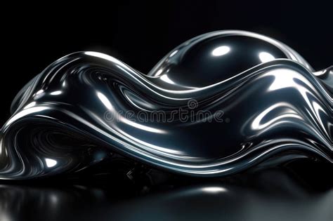 Abstract 3d Render Glossy Reflective Metallic Organic Curve Wave In Motion Ai Generated