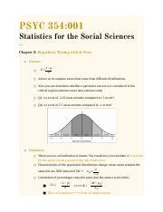 PSYC Chapter Docx PSYC Statistics For The Social Sciences Chapter Hypothesis
