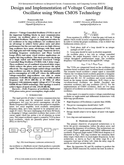 Design And Implementation Of Voltage Controlled Ring Oscillator Using 90nm Cmos Technology Pdf