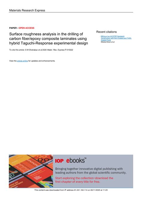Pdf Surface Roughness Analysis In The Drilling Of Carbon Fiberepoxy