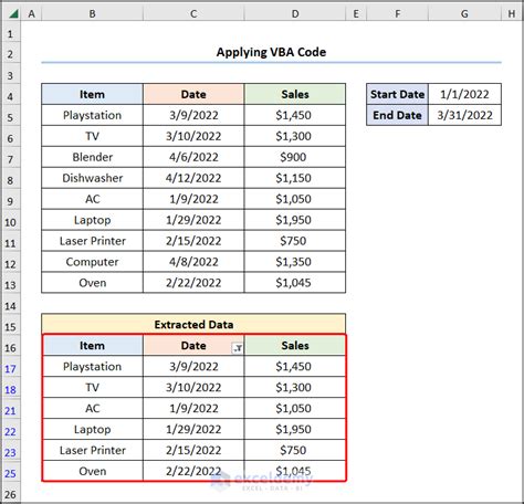 How To Pull Data From A Date Range In Excel 7 Ways