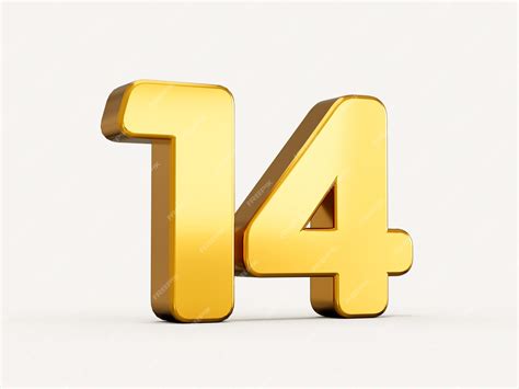 Premium Photo 3d Illustration Of Golden Number 14 Or Fourteen Isolated On Beige Background