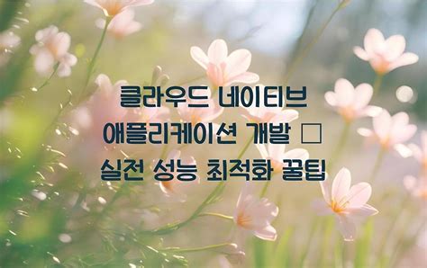 클라우드 네이티브 애플리케이션 개발 실전 성능 최적화 꿀팁