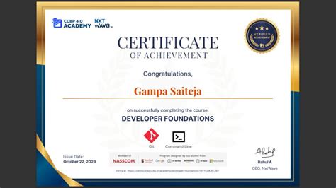 Saiteja Gampa On Linkedin Nxtwave Ccbp Certificate