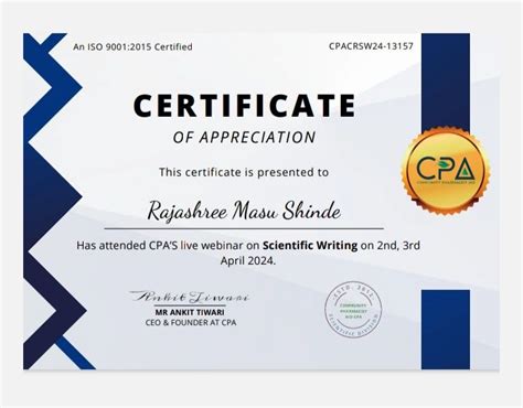 Rajashree Shinde On Linkedin Certificateofappreciation