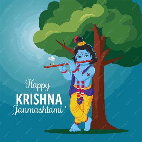 해피 크리슈나 마슈타미 일러스트레이션 인도 힌두 축제 축제 배경 프리미엄 Ai 생성 벡터