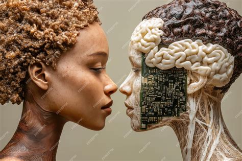 Neural Fusion Cyber Bond Robotics Design Neural Networks And Synthetic Brain Female Kissing