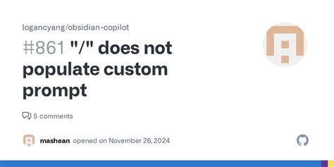 does not populate custom prompt · issue 861 · logancyang obsidian