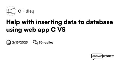 Help With Inserting Data To Database Using Web App C Vs C