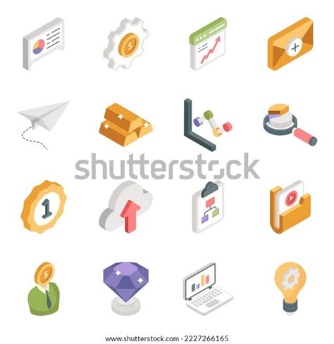 Pack Business Analytics Isometric Icons Stock Vector Royalty Free