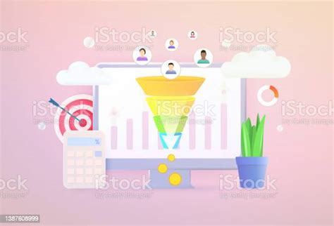 리드 생성 3d 벡터 개념 영업 유입경로로 인바운드 마케팅 기술로 새로운 잠재 고객 및 수입을 창출하기 위한 전환률 마케팅 전략