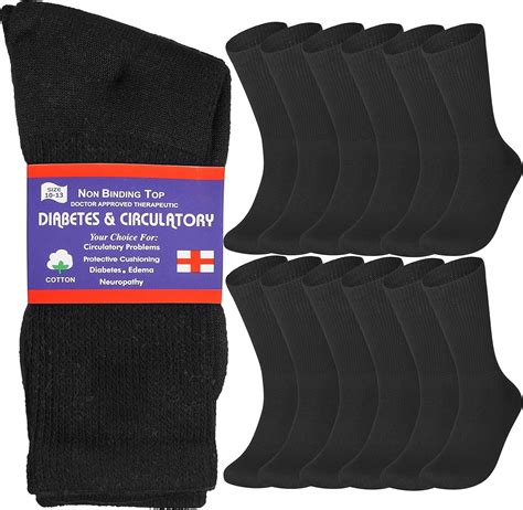 Special Essentials 12 Pairs Cotton Diabetic Socks Crew For Men And