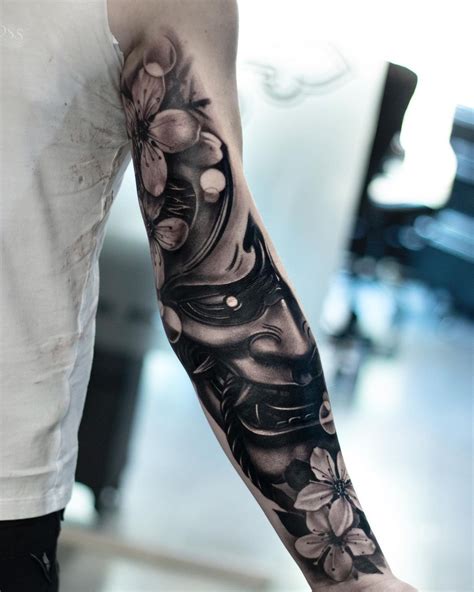 Tattoo By Steve Upton Oni Mask Tattoo Sleeve Japanese Mask Tattoo