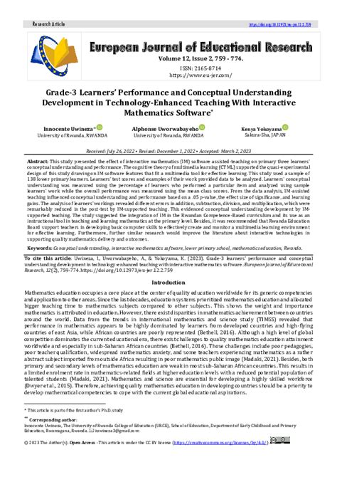 Pdf Grade 3 Learners Performance And Conceptual Understanding Development In Technology