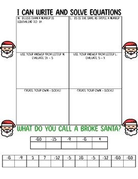 Writing And Solving One Step Equations Riddle Translating And Solving One Step