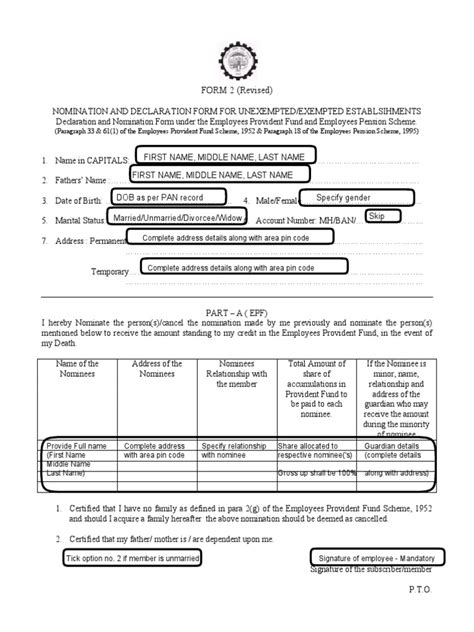 Pf Nomination Form Form 2 Sample Pdf Social Institutions Social Science