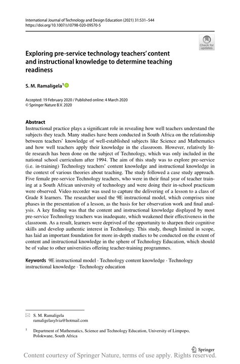 Exploring Pre Service Technology Teachers Content And Instructional Knowledge To Determine