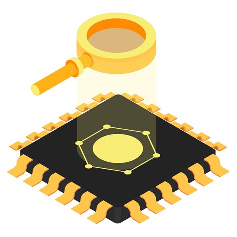Isometric Microchip With Magnifying Glass Icon 24290978 Vector Art At