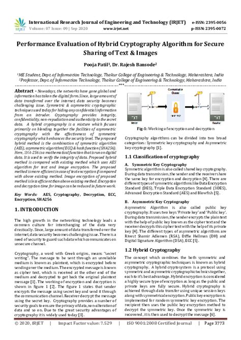 Pdf Irjet Performance Evaluation Of Hybrid Cryptography Algorithm For Secure Sharing Of Text