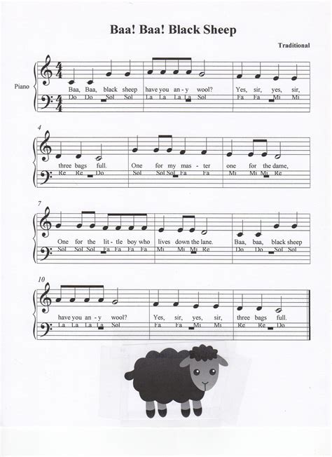 Baa Baa Black Sheep Lets Play Music Piano Music Lessons Beginner