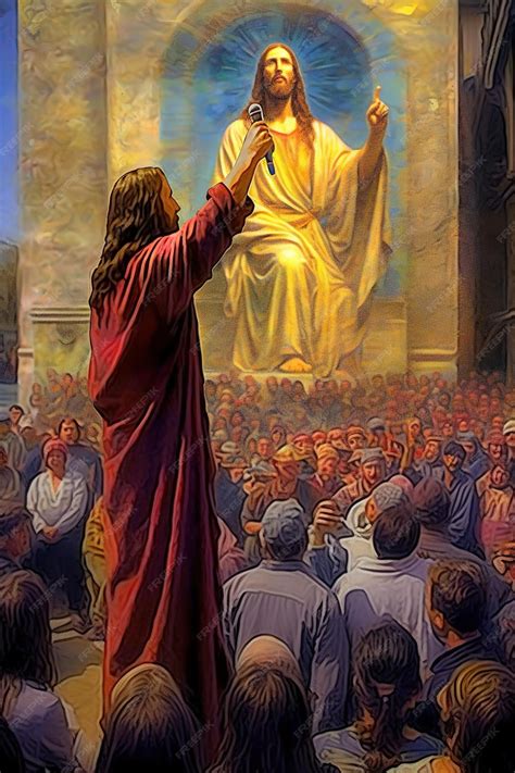 Jesucristo Hablando Con La Gente Pintura Al óleo Foto Premium