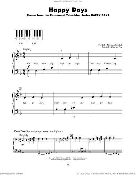 Happy Days Sheet Music For Piano Solo 5 Fingers Pdf