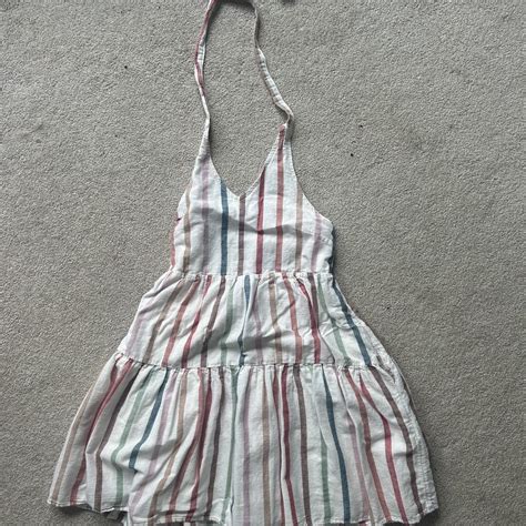 American Eagle Multi Coloured Striped Mini Dress Depop