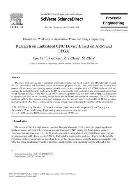 Pdf Research On Embedded Cnc Device Based On Arm And Fpga