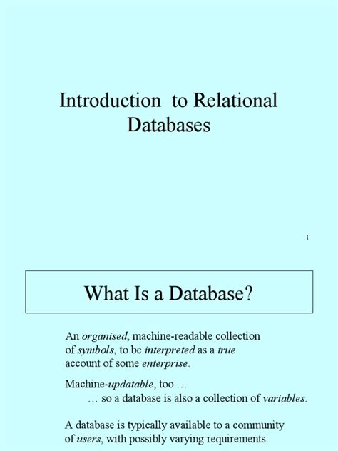Introduction To Relational Databases Pdf Relational Database
