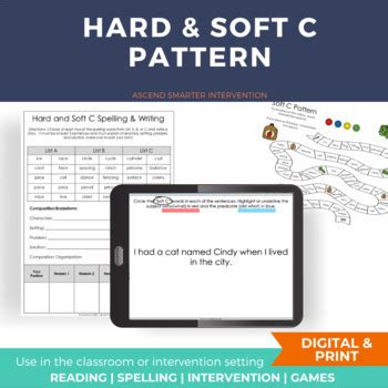 Hard Soft C Reading Spelling Lesson INCLUDES DIGITAL By SMARTER Intervention