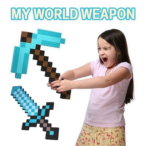 Minecraft Sword Foam Pickaxe Roleplay Battle Toy Life Sized Minecraft