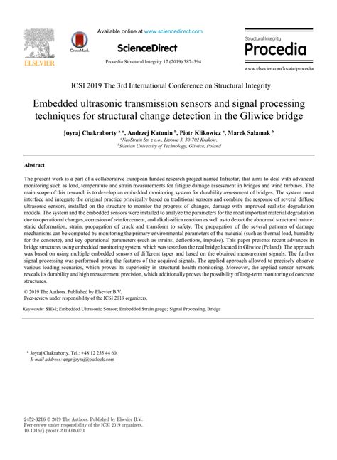Pdf Embedded Ultrasonic Transmission Sensors And Signal Processing