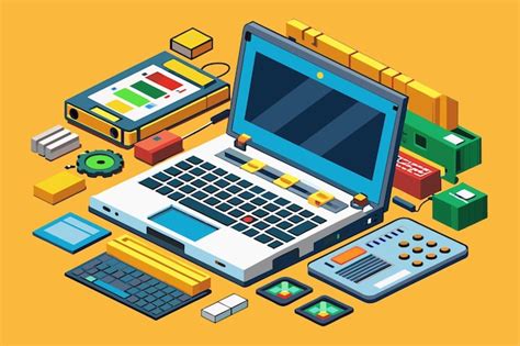 Premium Vector A Modular Laptop With Swappable Components For