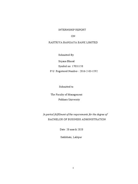 Final Internship Report Pdf Loans Banks