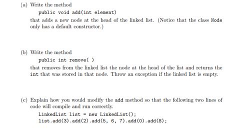 solved here is part of the definition for a linkedlist