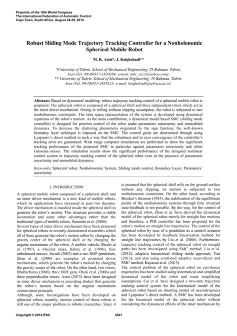 Pdf Robust Sliding Mode Trajectory Tracking Controller For A Nonholonomic Spherical Mobile Robot