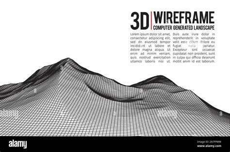 Abstract Vector Landscape Background Cyberspace Landscape Grid 3d