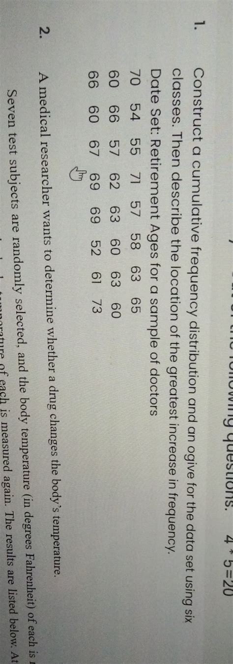 Solved 1 Construct A Cumulative Frequency Distribution And An Ogive