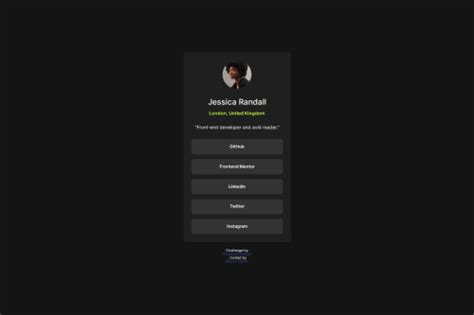 Frontend Mentor Social Links Profile Using Csshtml Coding Challenge