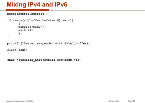 tdc561 network programming camelia zlatea phd week 9 ipv6 ipv6 client server programming