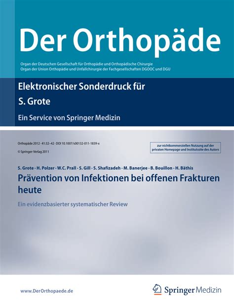 Pdf Prevention Of Infection In The Current Treatment Of Open