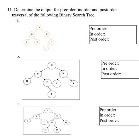 Solved 11 Determine The Output For Preorder Inorder And