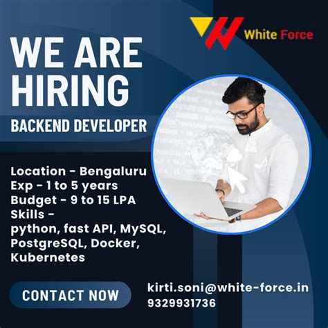Job Opening Backend Developer In Bengaluru White Force Group Posted On The Topic Linkedin